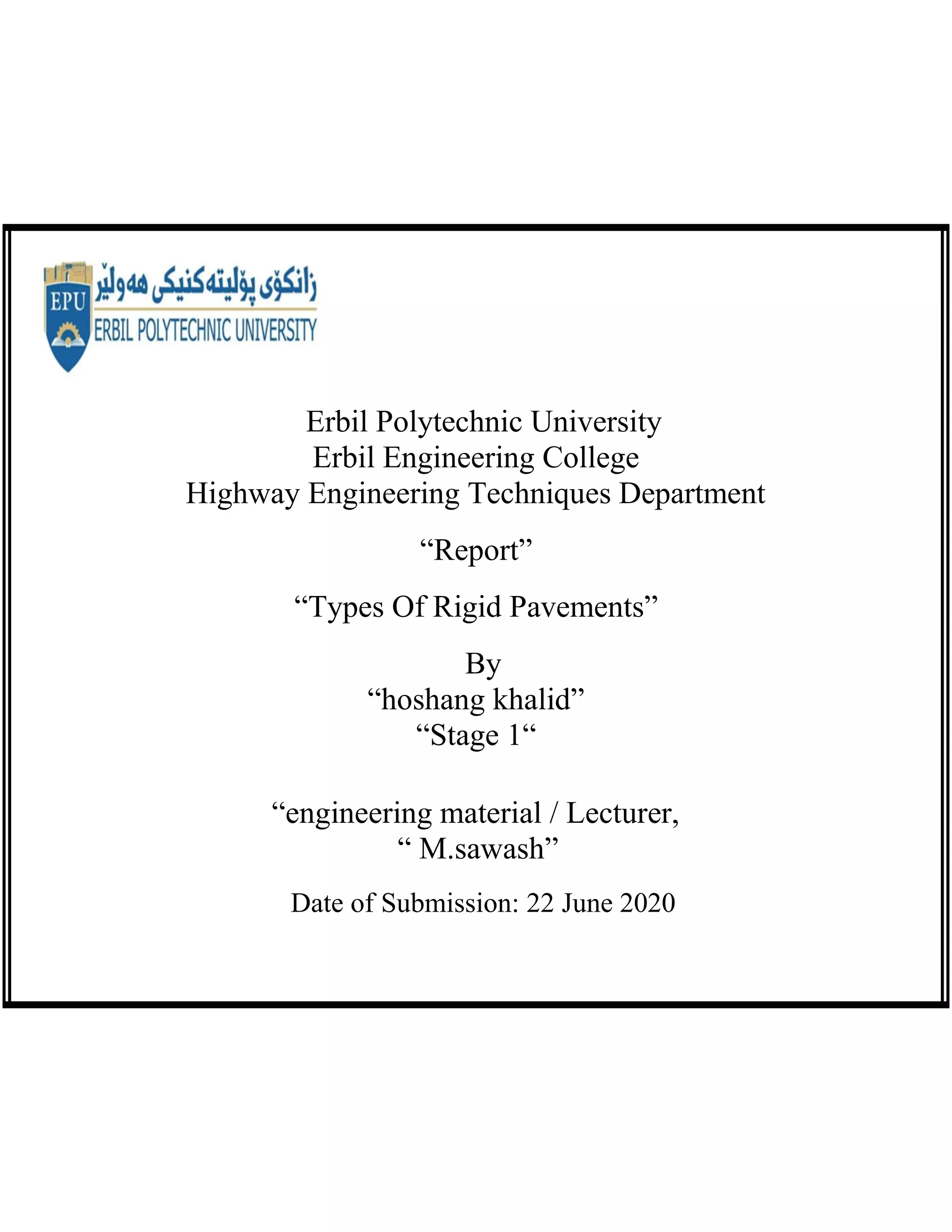 Types of Rigid Pavements | PDF