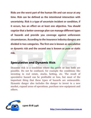 Types Of Risks | PDF | Insurance | Personal Finance