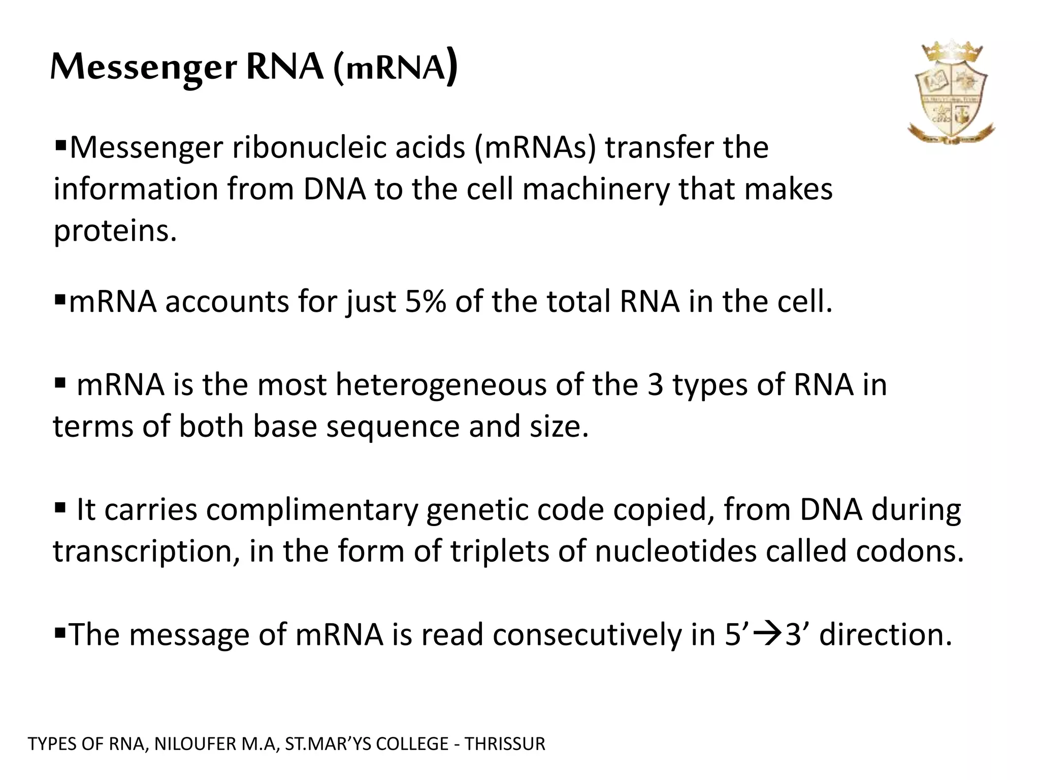 Types of RNA | PPTX