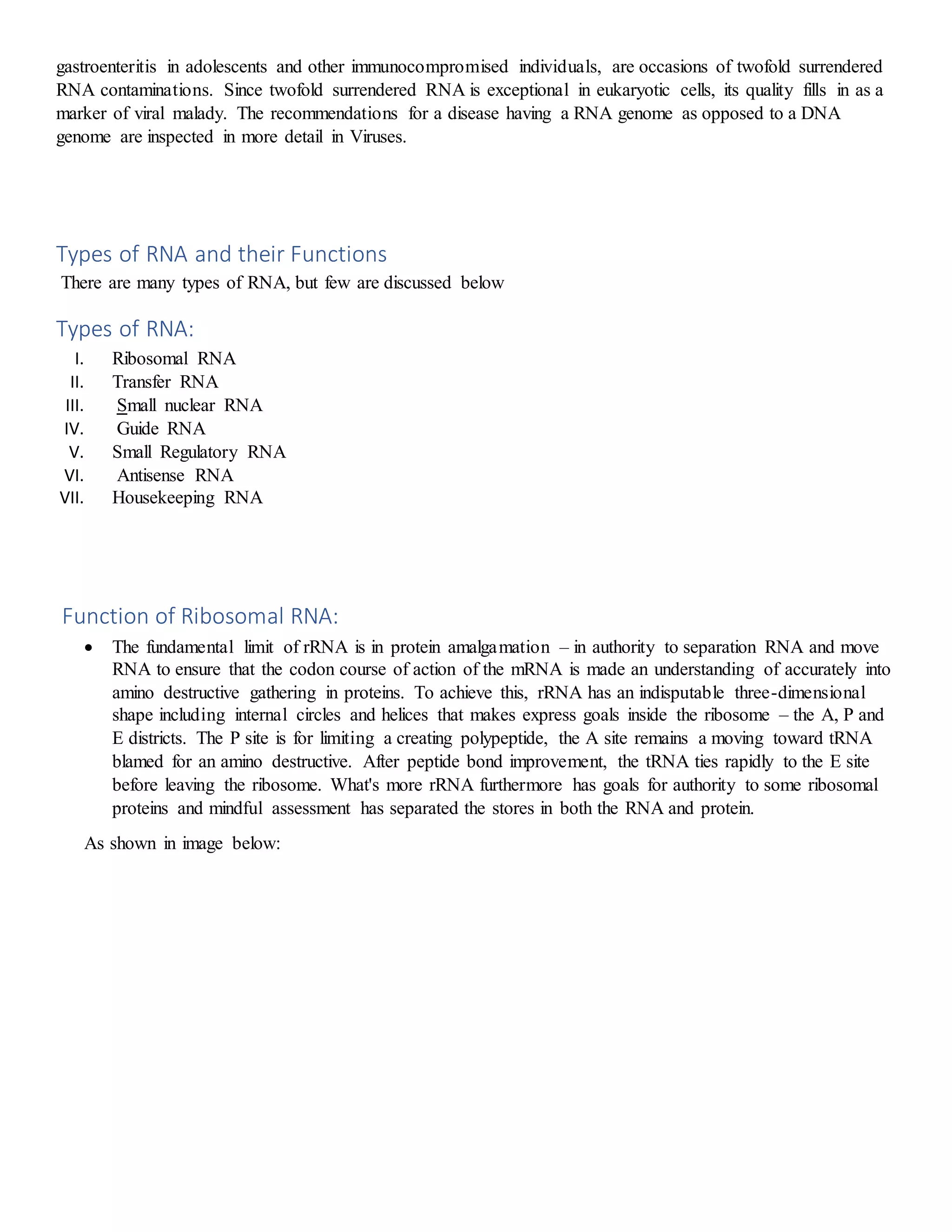 Types Of Rna And Their Functions Docx Programming Languages Computing
