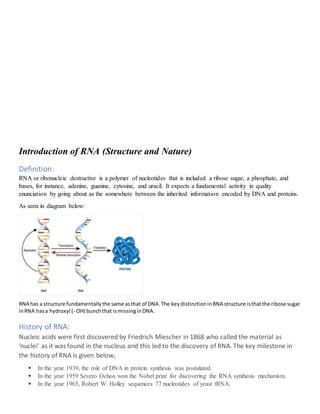 Types of RNA and their functions | DOCX
