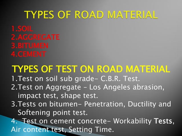 Types of road material and its tests | PDF