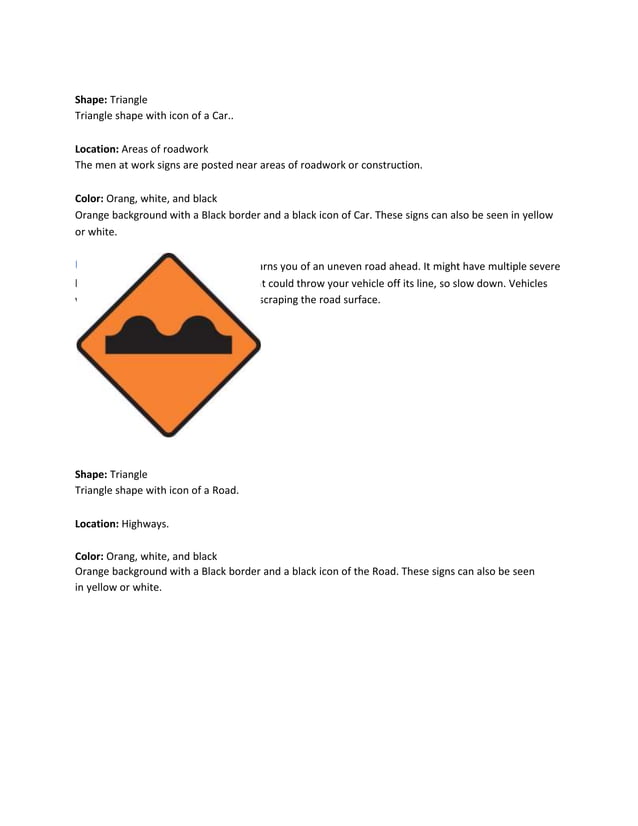 Types of road warning signs | PDF