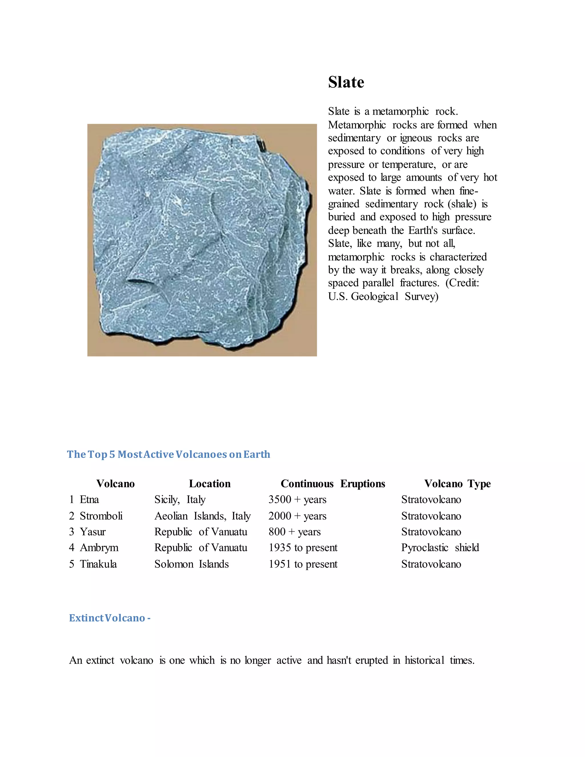 Types of rocks | DOCX
