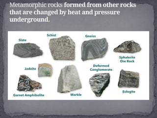 Types of Rocks-igneous, sedimentary, and metamorphic | PPTX