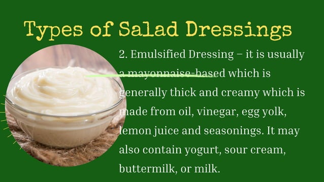 typesofsaladdressings-230114162816-4c47f578.pptx | Cooking | Food & Drink