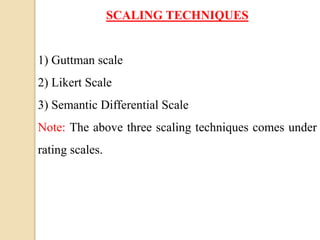 Types of Scales and Scaling Techniques | PPTX