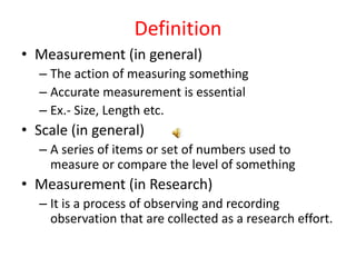 Types of measurement scales in research methodology | PPTX