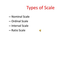 Types of measurement scales in research methodology | PPTX
