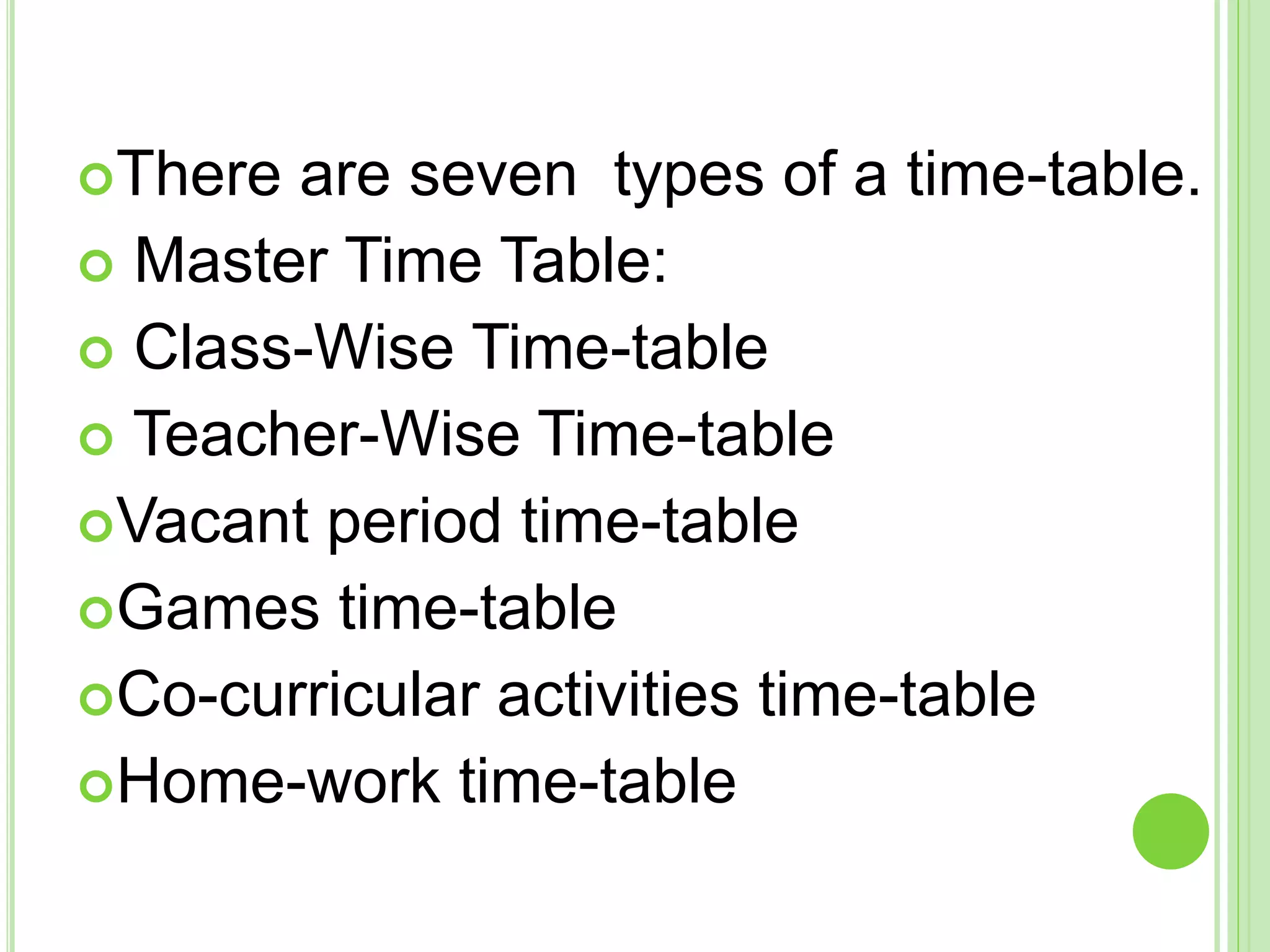 Types of school time table | PPTX