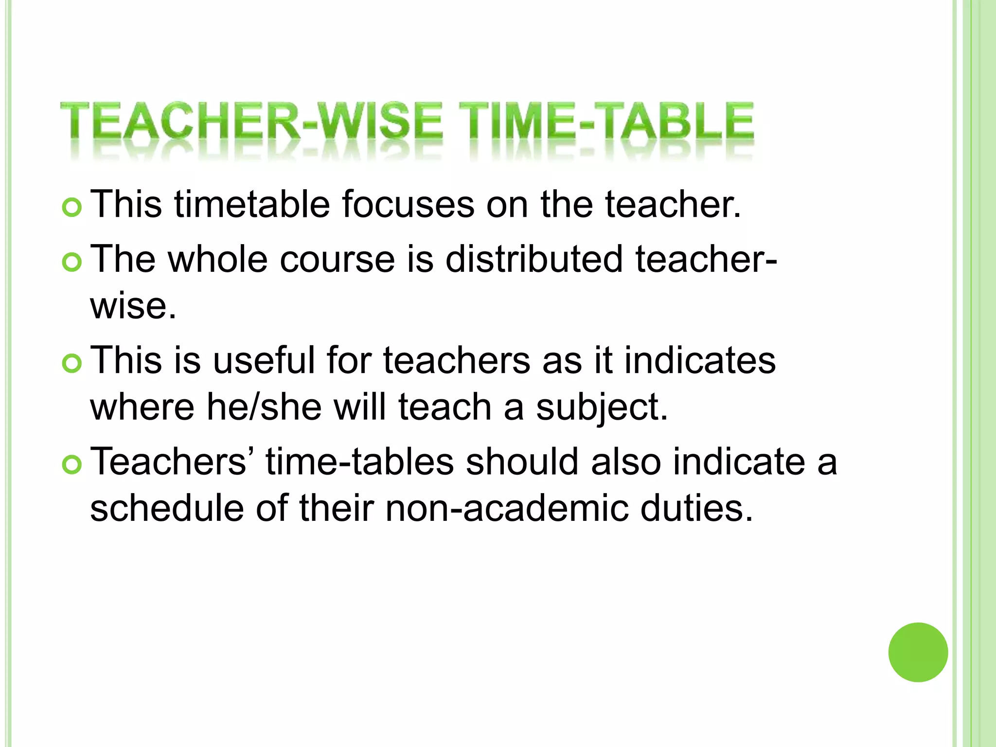 Types of school time table | PPTX | Homework and Study | Education