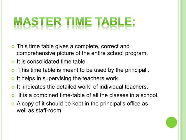 Types of school time table | PPTX | Homework and Study | Education