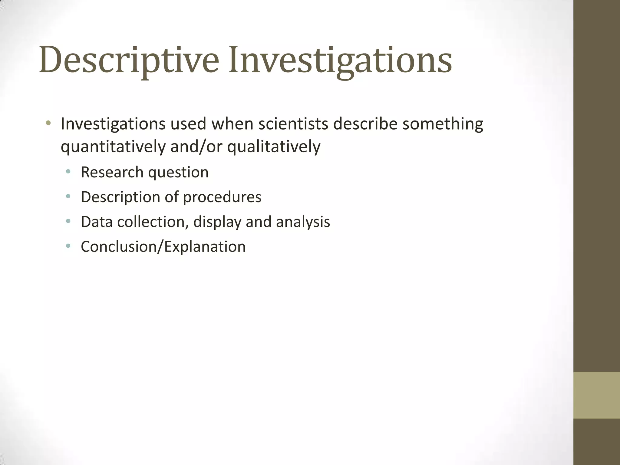 Types of science investigations | PPTX