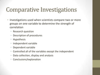 Types of science investigations | PPTX