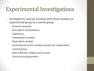 Types of science investigations | PPTX