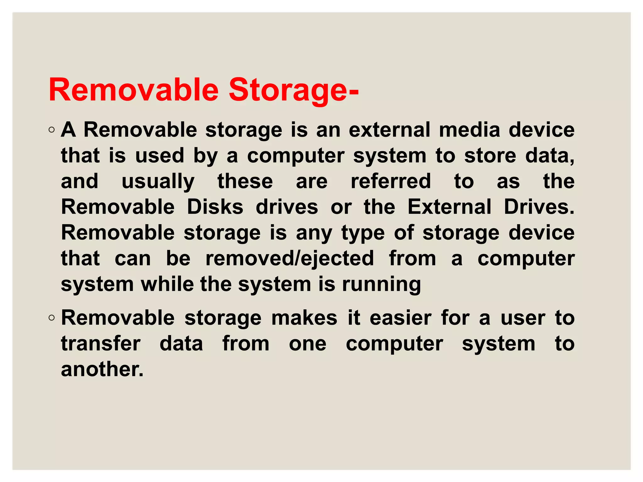 Types of secondary storage devices ppt | PPTX