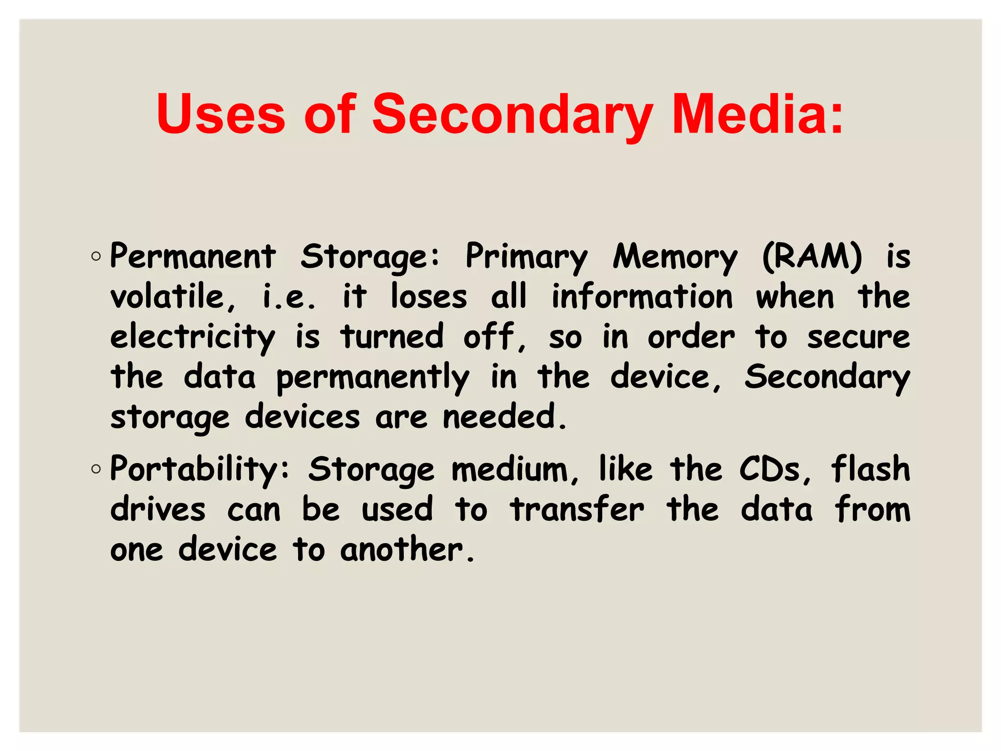 Types of secondary storage devices ppt | PPTX