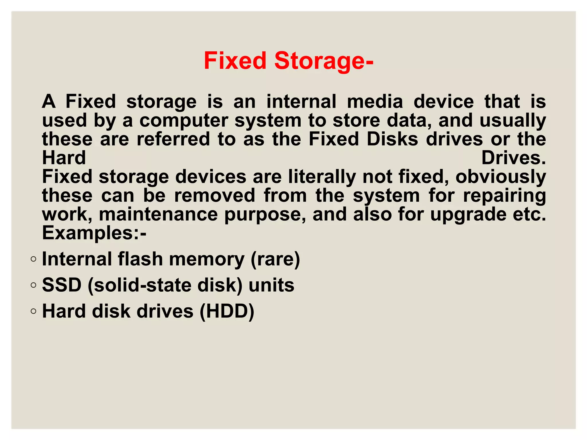 Types of secondary storage devices ppt | PPTX