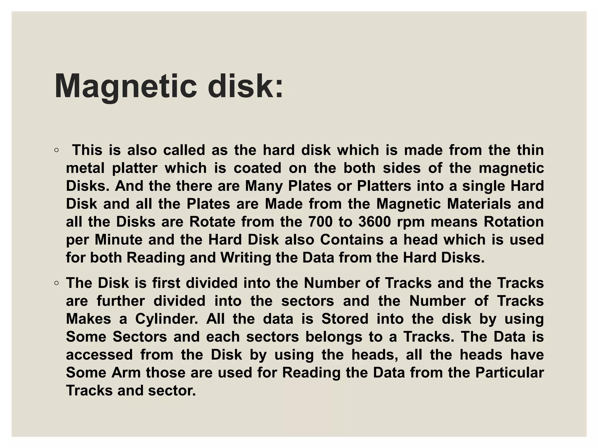 Types of secondary storage devices ppt | PPTX