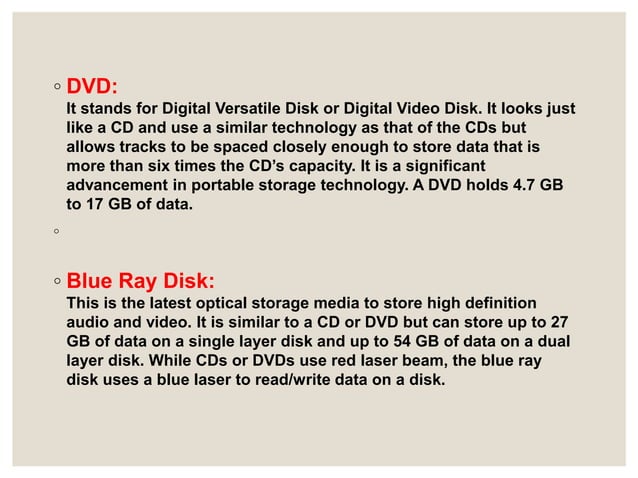 Types of secondary storage devices ppt | PPTX