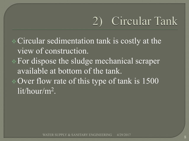 Types of sedimentation tank | PPTX
