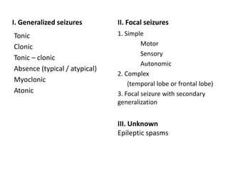 Types of Seizure | PPTX