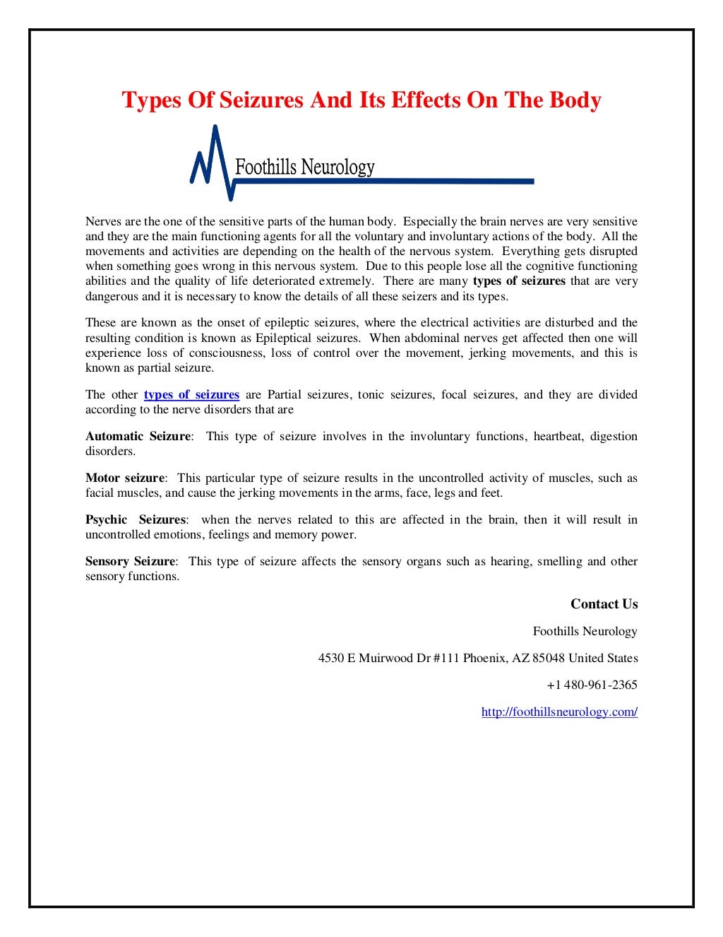 Types of seizures | PDF