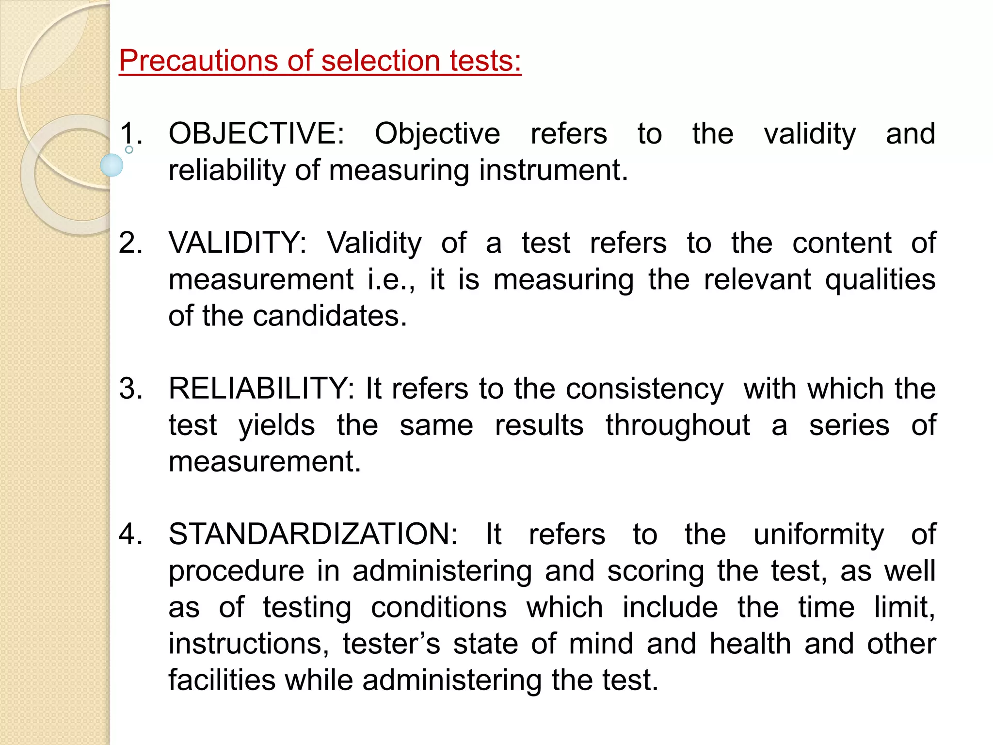 Types Of Selection Tests Pptx Standardized Testing Educational