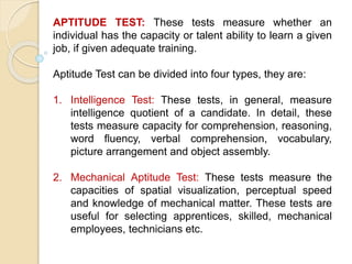 Types of Selection Tests | PPTX