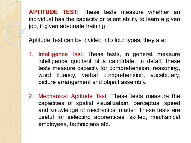 Types of Selection Tests | PPTX | Standardized Testing | Educational ...