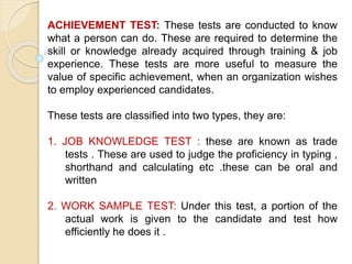 Types of Selection Tests | PPTX