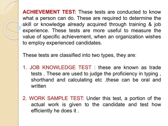 Types of Selection Tests | PPT