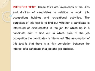 Types of Selection Tests | PPTX