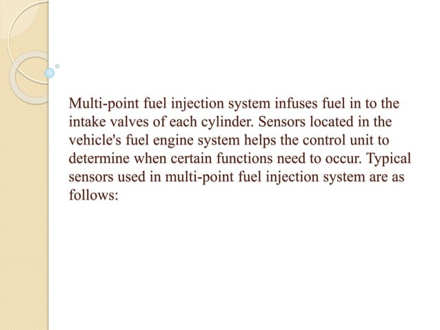 Types of Sensors Used in Multi-Point Fuel Injection System | PPTX | Chemistry | Science