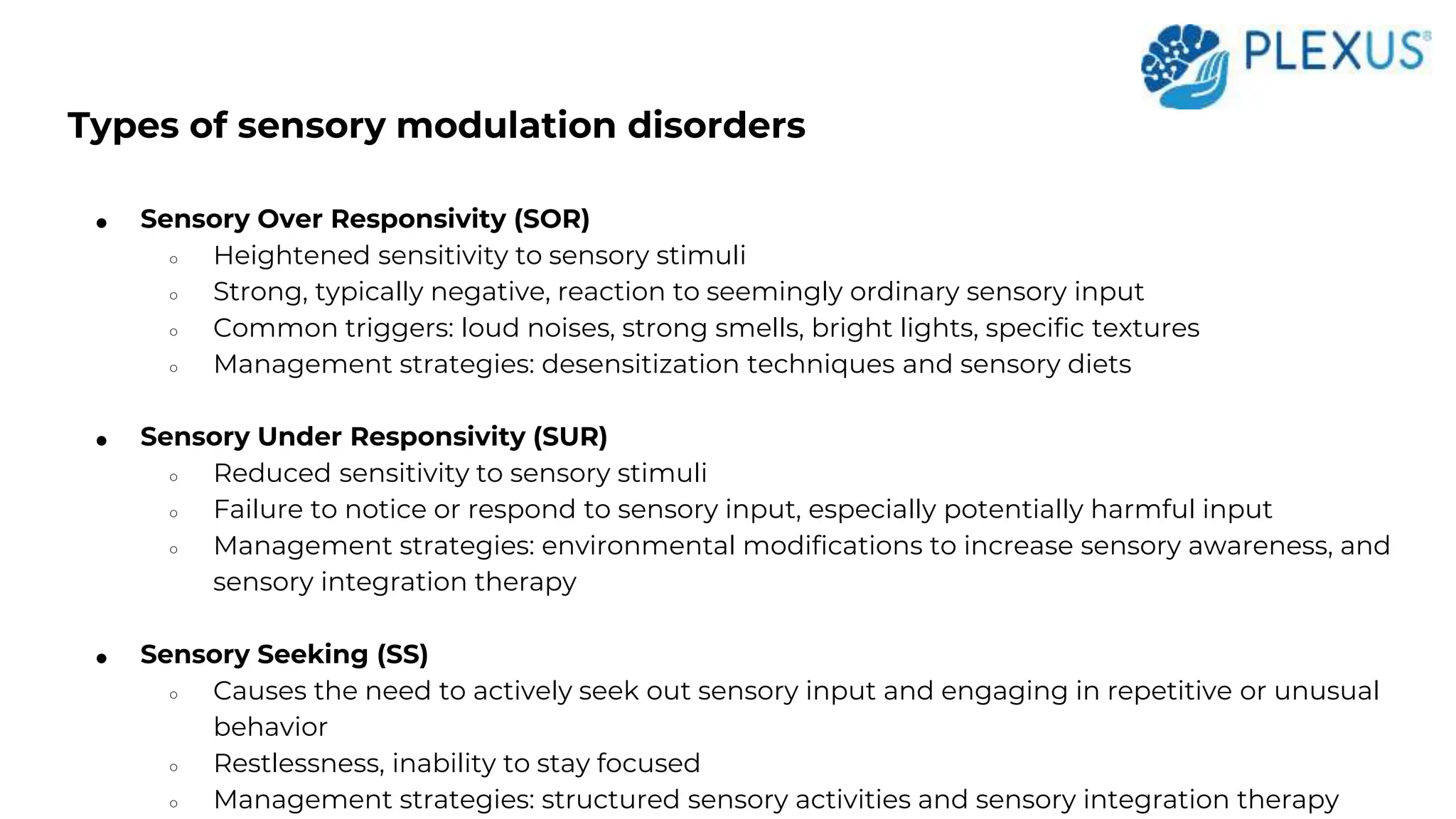 Types of Sensory Processsing Disorders | Plexus | PPT