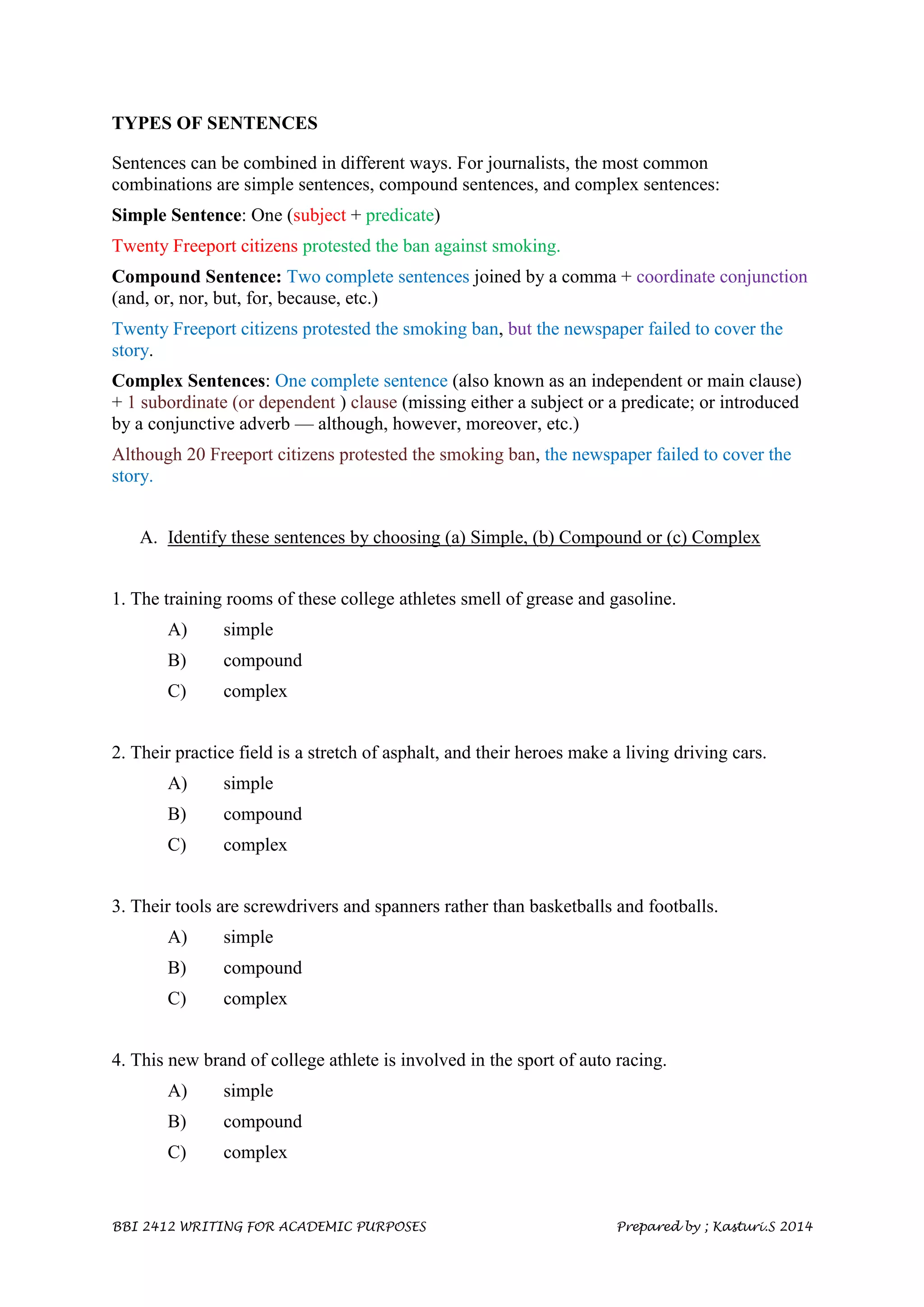 Types of sentences | DOCX