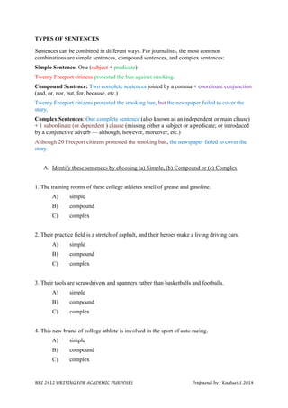 Types of sentences | DOCX