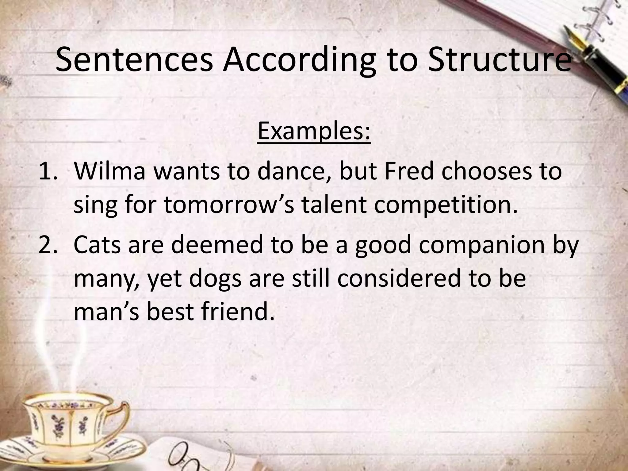 Types of sentences according to structure | PPTX