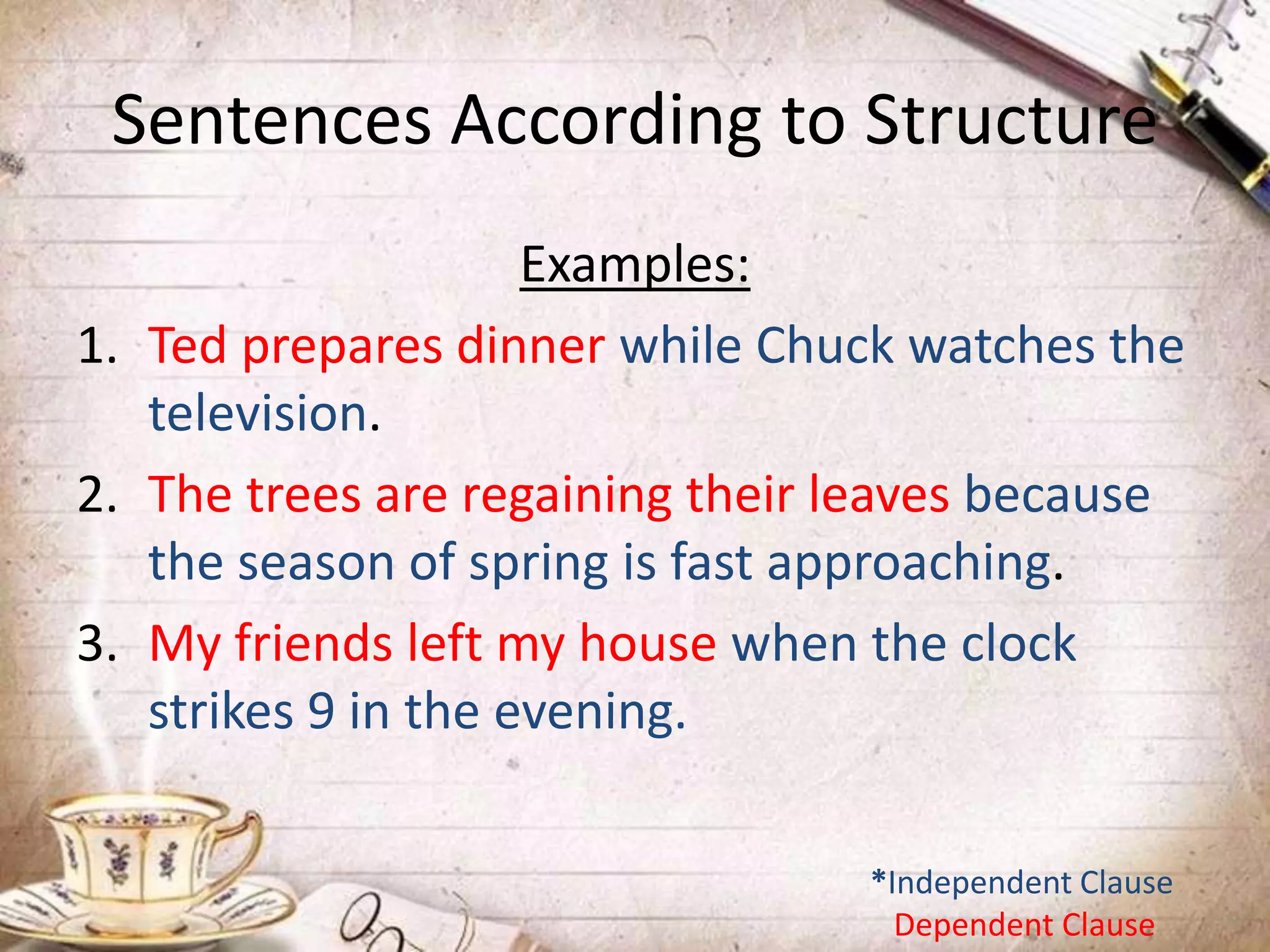 Types of sentences according to structure | PPTX