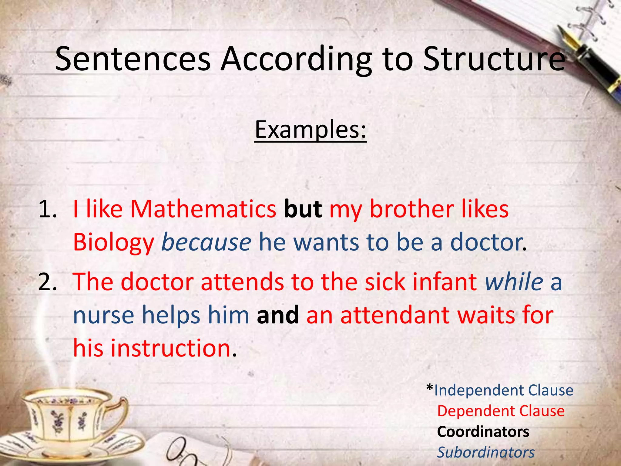 Types of sentences according to structure | PPTX