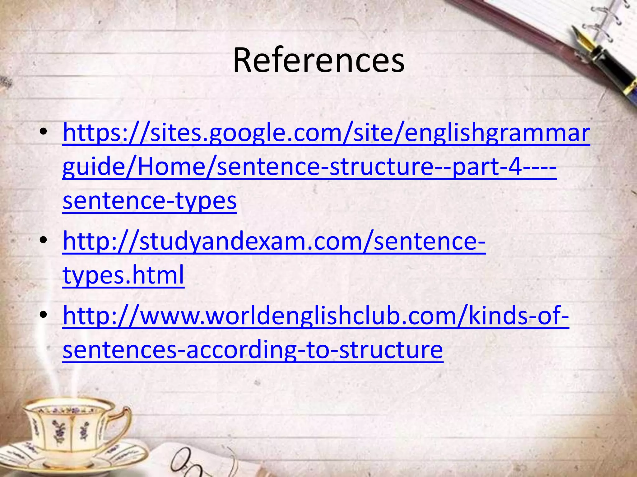 Types of sentences according to structure | PPTX