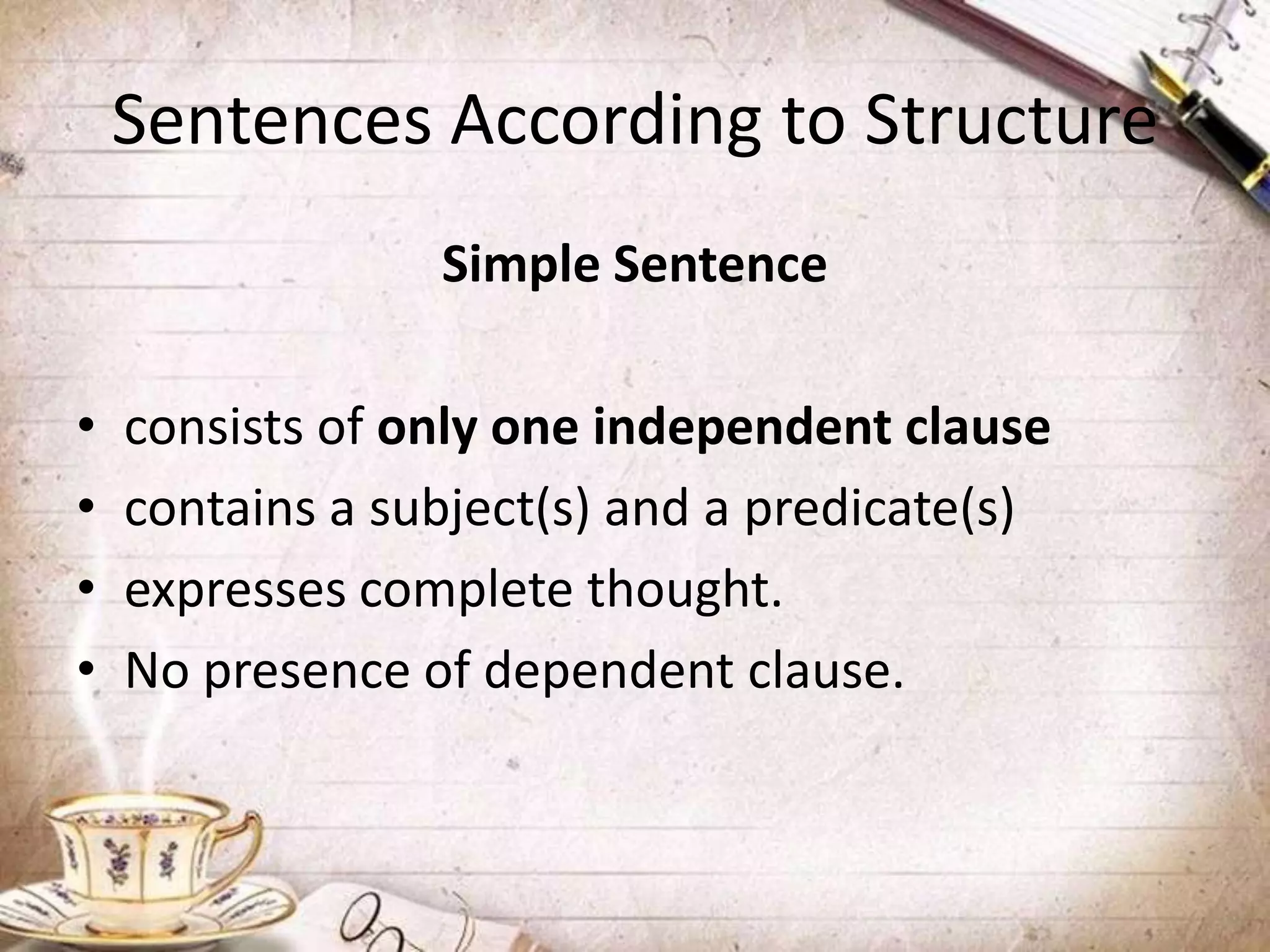 Types of sentences according to structure | PPTX