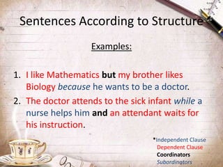 Types of sentences according to structure | PPTX