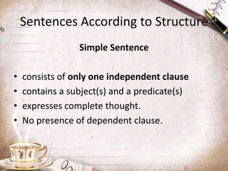 Types of sentences according to structure | PPTX