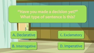 Types of sentences pop quiz | PPTX