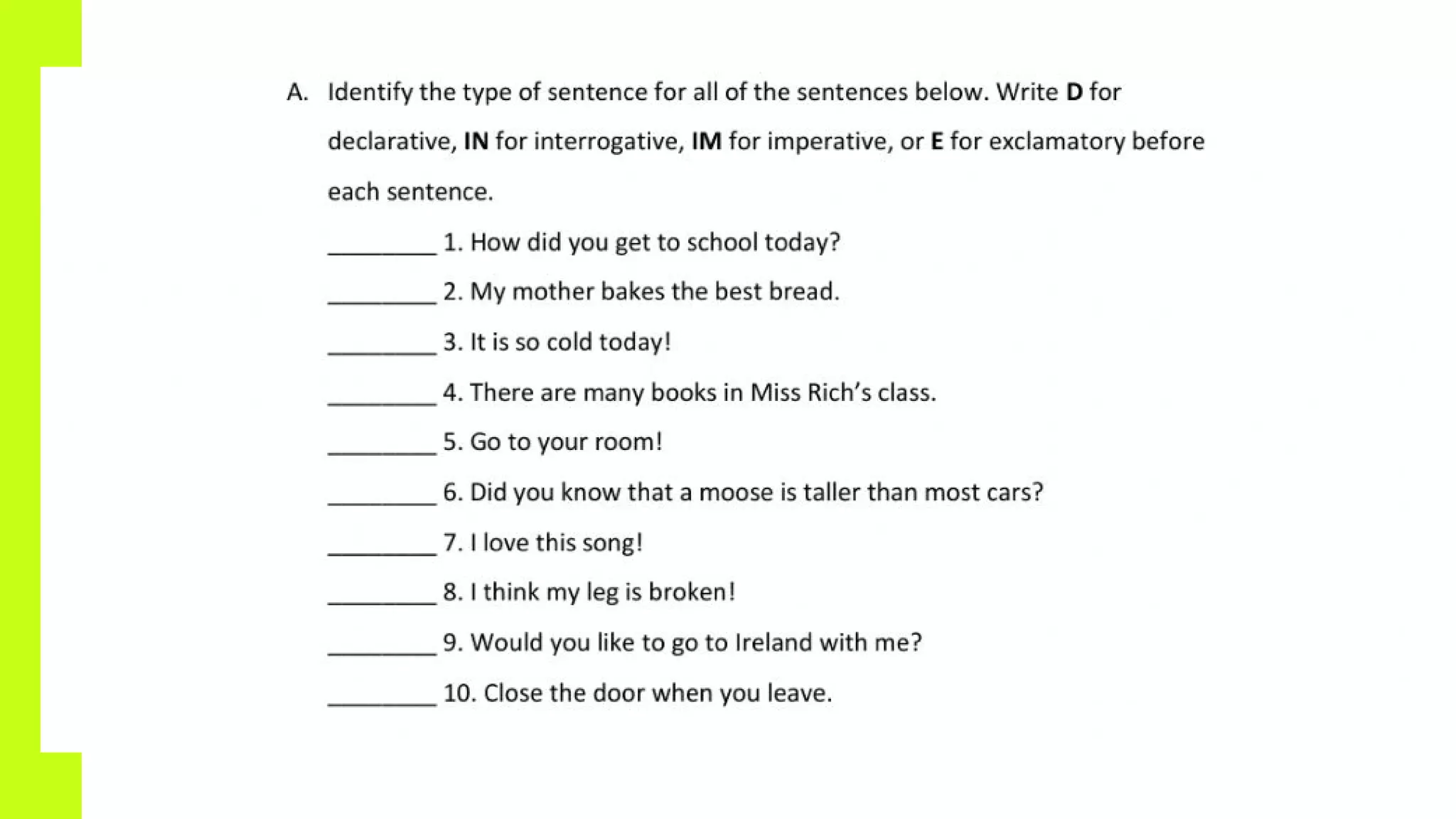 Types of sentences slides | PDF