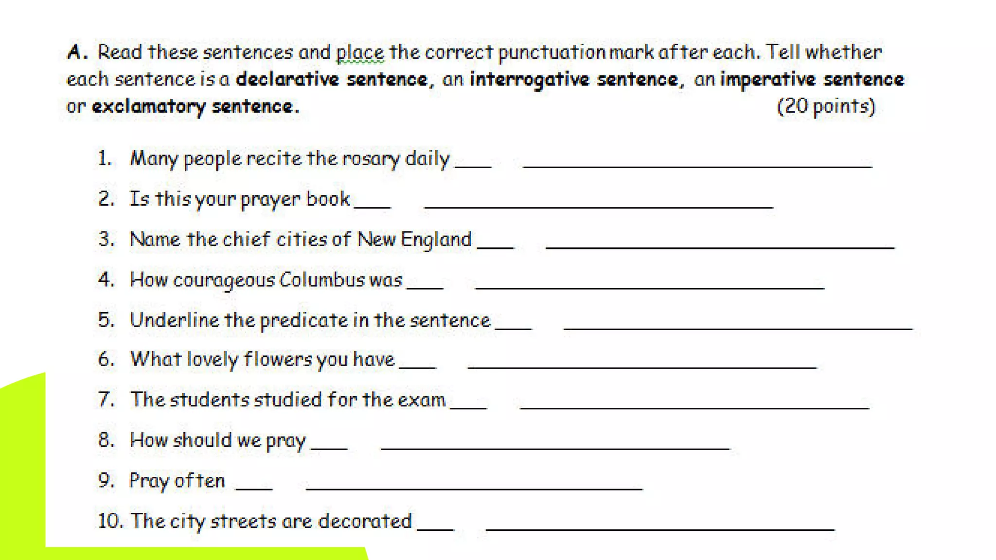 Types of sentences slides | PDF