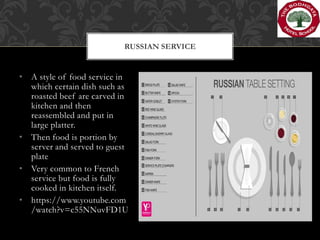 Types of service in food and beverage department | PPTX