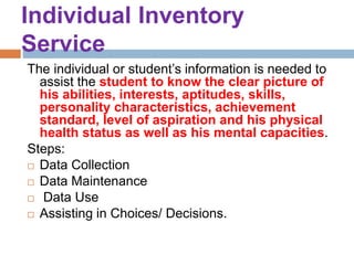 Types of services in guidance cell | PPTX