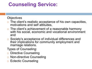 Types of services in guidance cell | PPTX